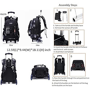 ETAISHOW Camo Rolling Backpack for Boys Kids Backpack with Wheels Wheeled Bookbag Trolley School Bag