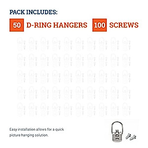 Heavy Duty D-Ring Picture Hangers - 50 Pack - 2 Hole with Screws - Picture Hang Solutions