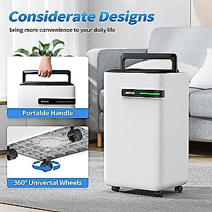 AIRPLUS Dehumidifier for Basement - 4,500 Sq. Ft. 70 Pints, Multifunctional Dehumidifier with Drain Hose & Auto Shut-Off Function, Powerful Dehumidifiers for Home, Medium to Large Rooms (AP2103)