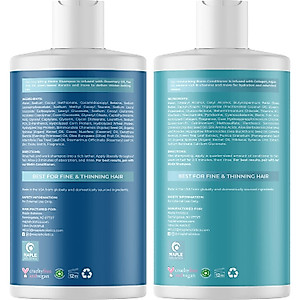 Volumizing Biotin Shampoo and Conditioner Set - Sulfate Free Shampoo and Conditioner for Dry Damaged Hair and Scalp Care - Volumizing Shampoo for Thinning Hair with Jojoba and Argan Oil for Hair Care
