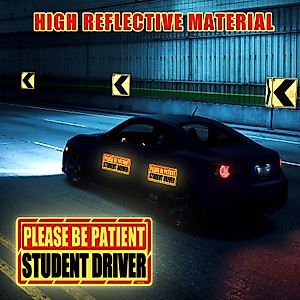 Botocar Student Driver Car Magnet, 2 Pack Super Large Please Be Patient Student Driver Signs for Car, Reflective New Driver Vehicle Bumper Magnetic Sticker, Novice Driver Safety Warning Sign, 12×6in
