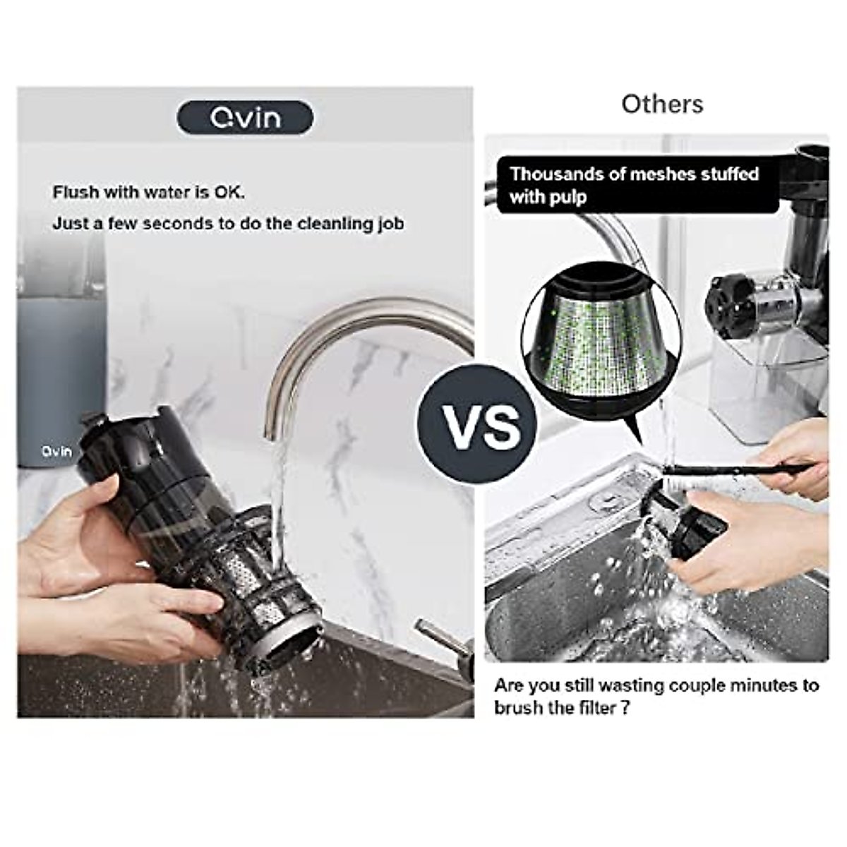 Cold Press Juicer, Qvin Slow Masticating Juicer Machines with Big Wide Chute, Nutrient Electric juicer machines Vegetable And Fruit, slow Juicer Machine BPA-Free, Easy to Clean，extractor de jugos y vegetales