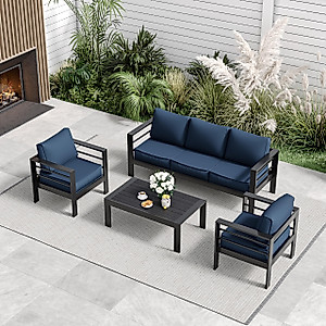 VONZOY Aluminum Patio Furniture Set, Metal Outdoor Furniture Set, Patio Furniture Set with Waterproof Covers