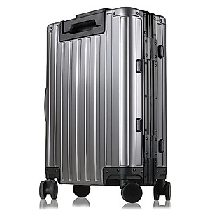 Sindermore Luggage, Aluninum Hardside Suitcase With TSA Lock (Grey, 25 inch Checked Medium)