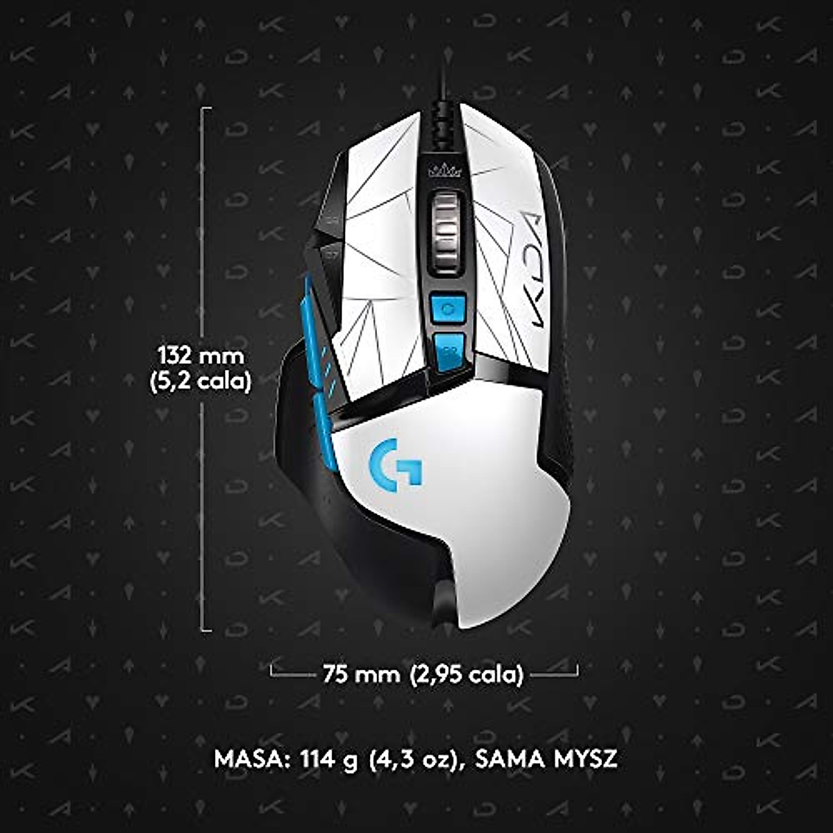 Logitech G502 Hero K/DA High Performance Wired Gaming Mouse, Hero 25K, LIGHTSYNC RGB, Adjustable Weights, 11 Programmable Buttons, On-Board Memory, Official League of Legends Gaming Gear - White
