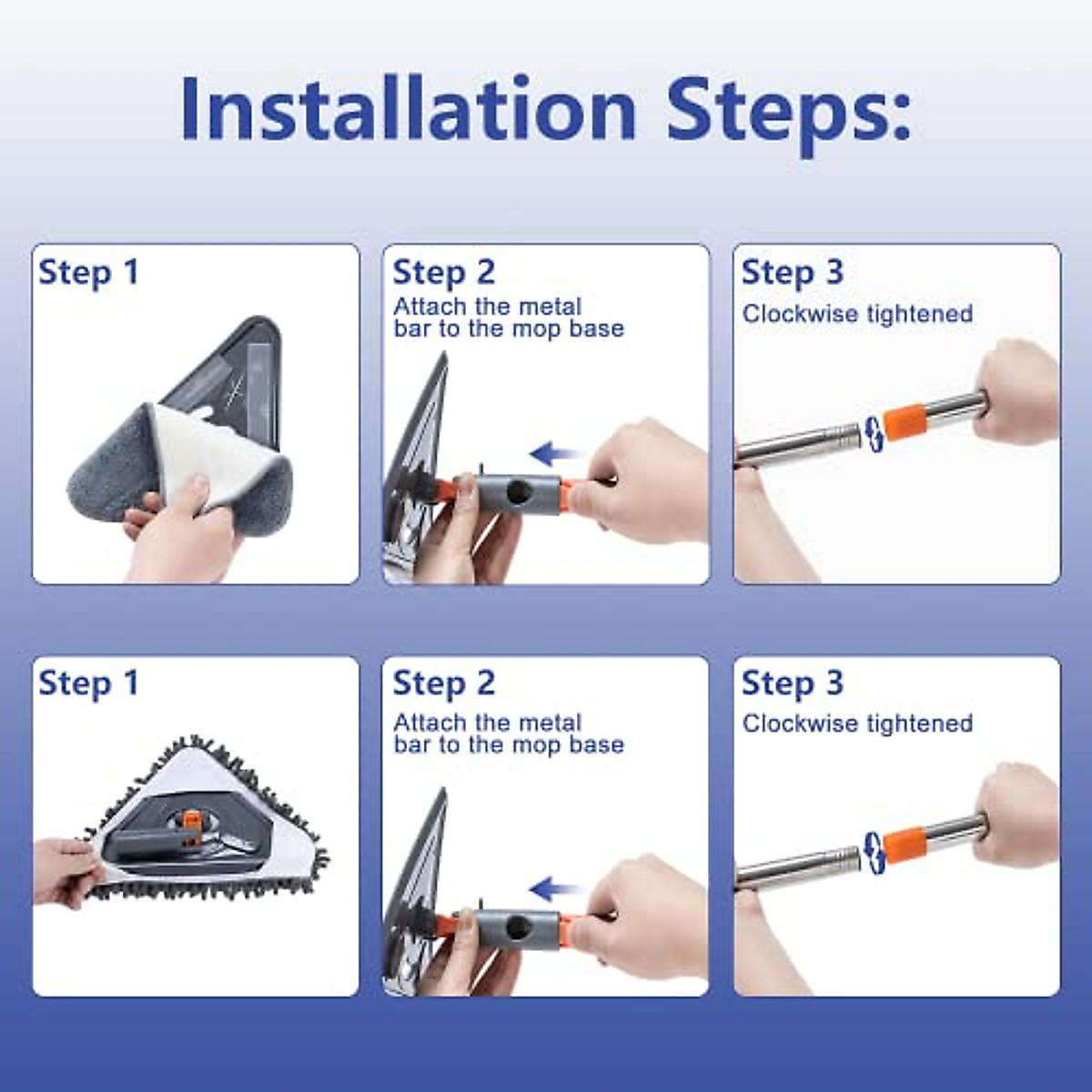 85" Wall Mop, Wall Cleaner with Long Handle, 360° Rotation, Ceiling Cleaning Tool with Extension Pole 39" to 85 ",6 Microfiber Chenille Pads