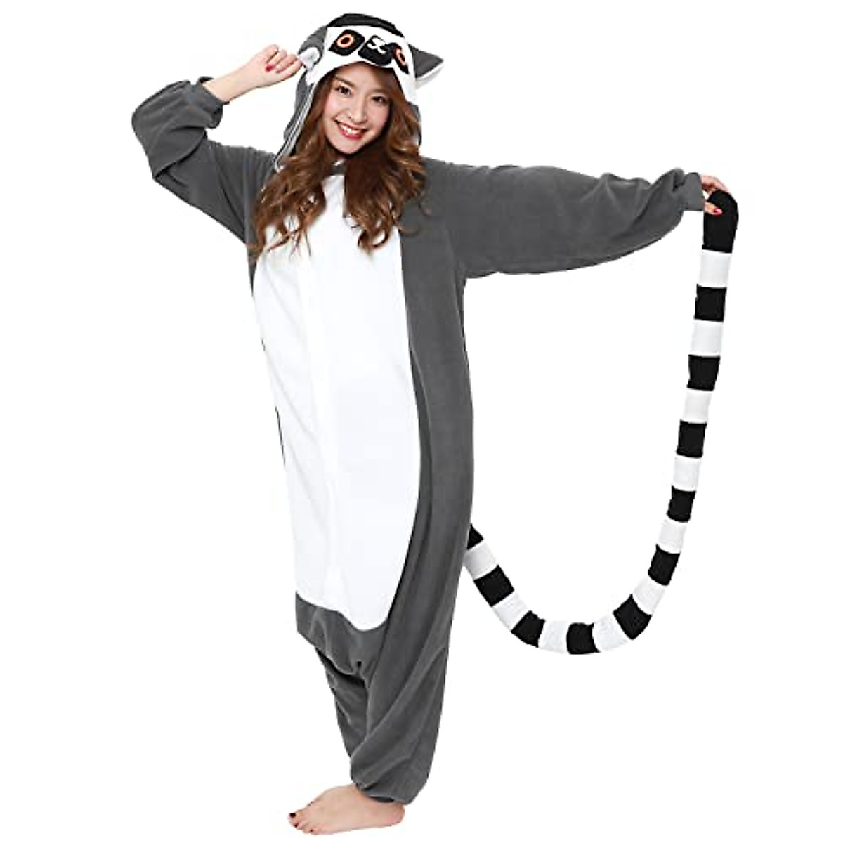 SAZAC Lemur Kigurumi - Onesie Jumpsuit Halloween Costume (Adults)
