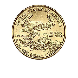 1986 - Present (Random Year) 1/10 oz Gold American Eagle Brilliant Uncirculated Coin (Type 1 or Type 2) with Certificate of Authenticity $5 BU