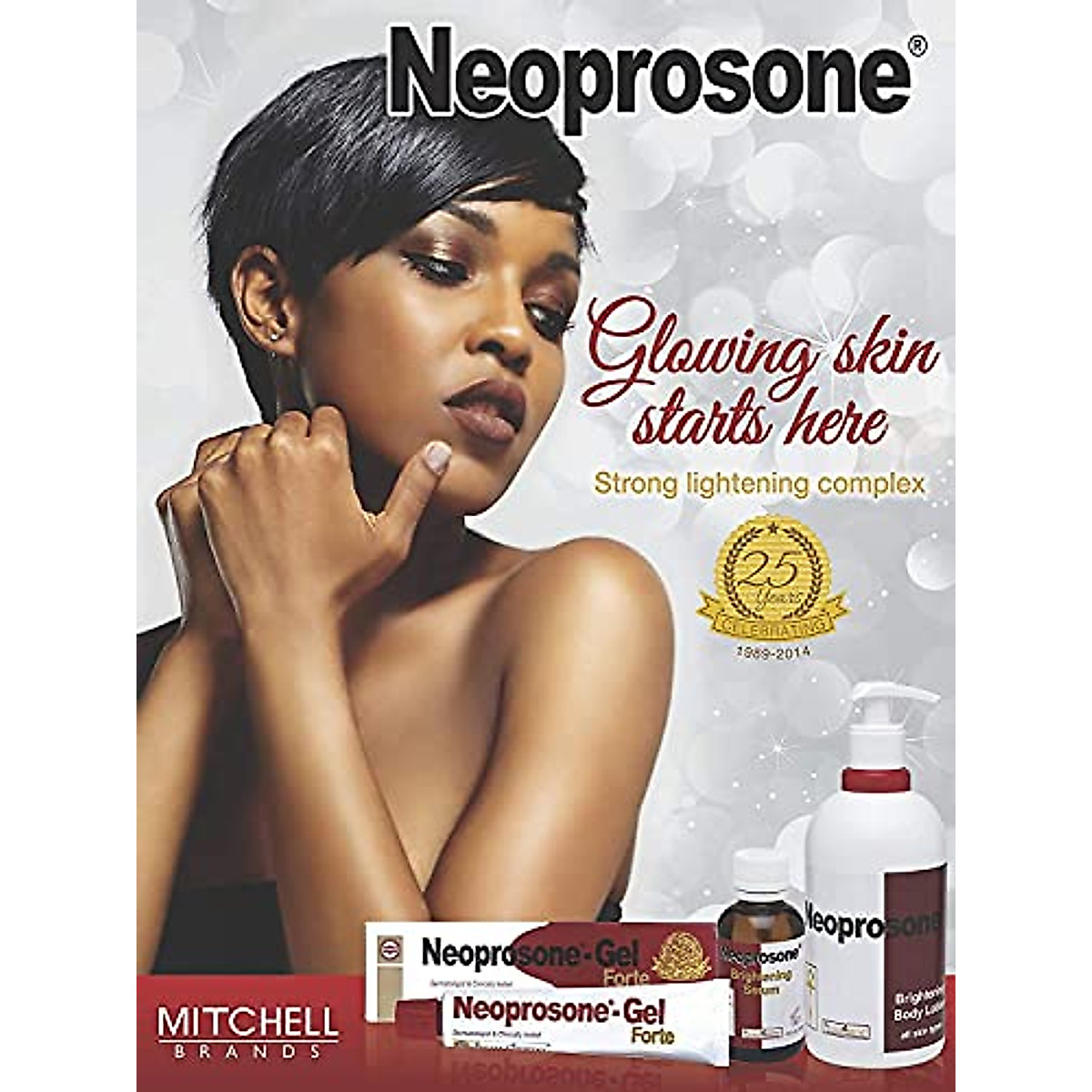 NEOPROSONE, Skin Brightening Cream | 1.7 Fl oz / 50 ml | Fade Dark Spots on: Face, Elbows, Knees, Body | with Alpha Arbutin, Lactic Acid, Castor Oil