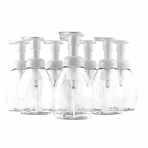 Cornucopia Foaming Soap Dispensers 8.5oz / 250ml Capacity (8pk); Oval with White Pumps Empty Plastic Liquid Soap Pump Bottles