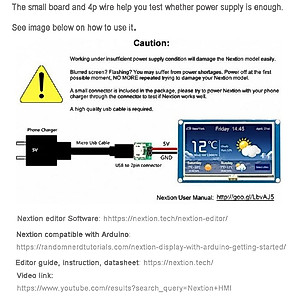 DIYmalls Nextion 7 inch HMI Display Resistive Touch Screen 5V TFT LCD 800x480 for Arduino ESP32 Development Board (NX8048T070)