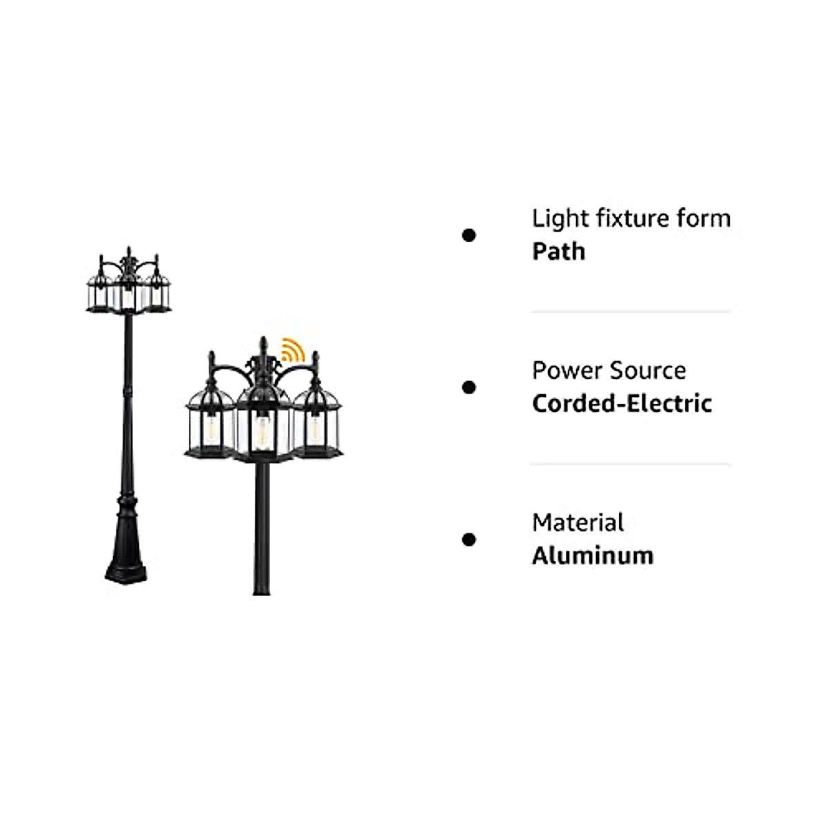 Dusk to Dawn Outdoor Lamp Post Light with 3 LED Bulbs, Triple Head Aluminum Street Light Post for Outside with Sensor, Waterproof Birdcage Pole Lighting Fixture for Backyard Garden Patio Driveway