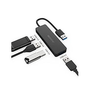 4-Port USB3.0 Hub, GOYiY Ultra-Slim Data USB Hub, USB Splitter for MacBook, Mac Pro, Mac Mini, iMac, Surface Pro, Chromebook, XPS, PC, PS4, PS5, Xbox, Flash Drive, Mobile HDD(Not for Charging)(Type A)