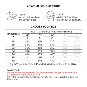 FallSweet Padded Push Up Lace Bras for 34A to 44C Underwire (All-Black,44C)