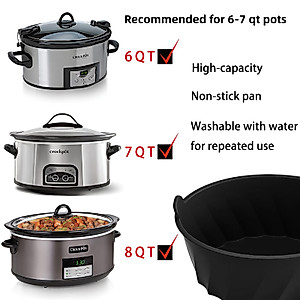Slow Cooker Liners, Silicone Crock-Pot Liners Reusable&Safe, Non-toxic&Odorless,Oval Silicone Slow Cooker Liners for Crock Pot Superior To Plastic Cooking Bags Inserts 6-7QT 2 Pcs