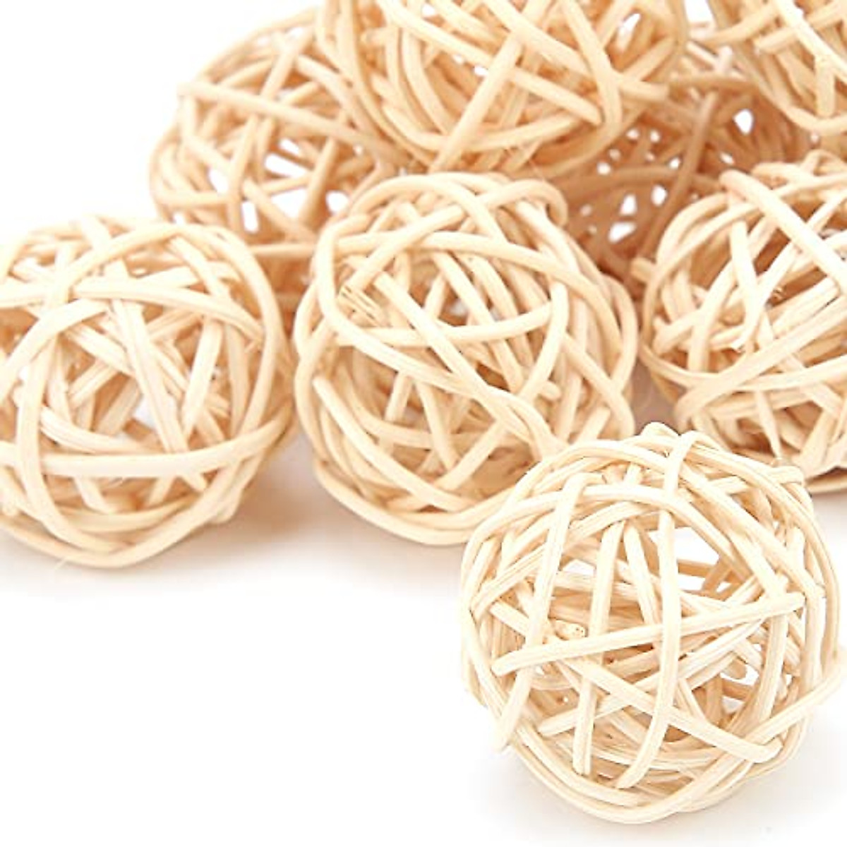 10Pcs Rattan Balls, Sepak Takraw Toy Natural Color Rattan Safe and Harmless Parrot Small Animal Chew Toy for Parrot