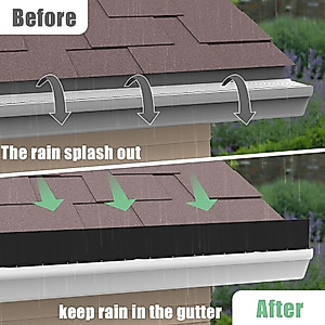 Memrita 2 Pcs Gutter Valley Splash Guards Roof Rain Diverter,Aluminum Rain Diverter Roofing Gutter Guards,Bendable fits Any Corner,Suitable for Most Residential Flat Tile Roof Corners(Black)
