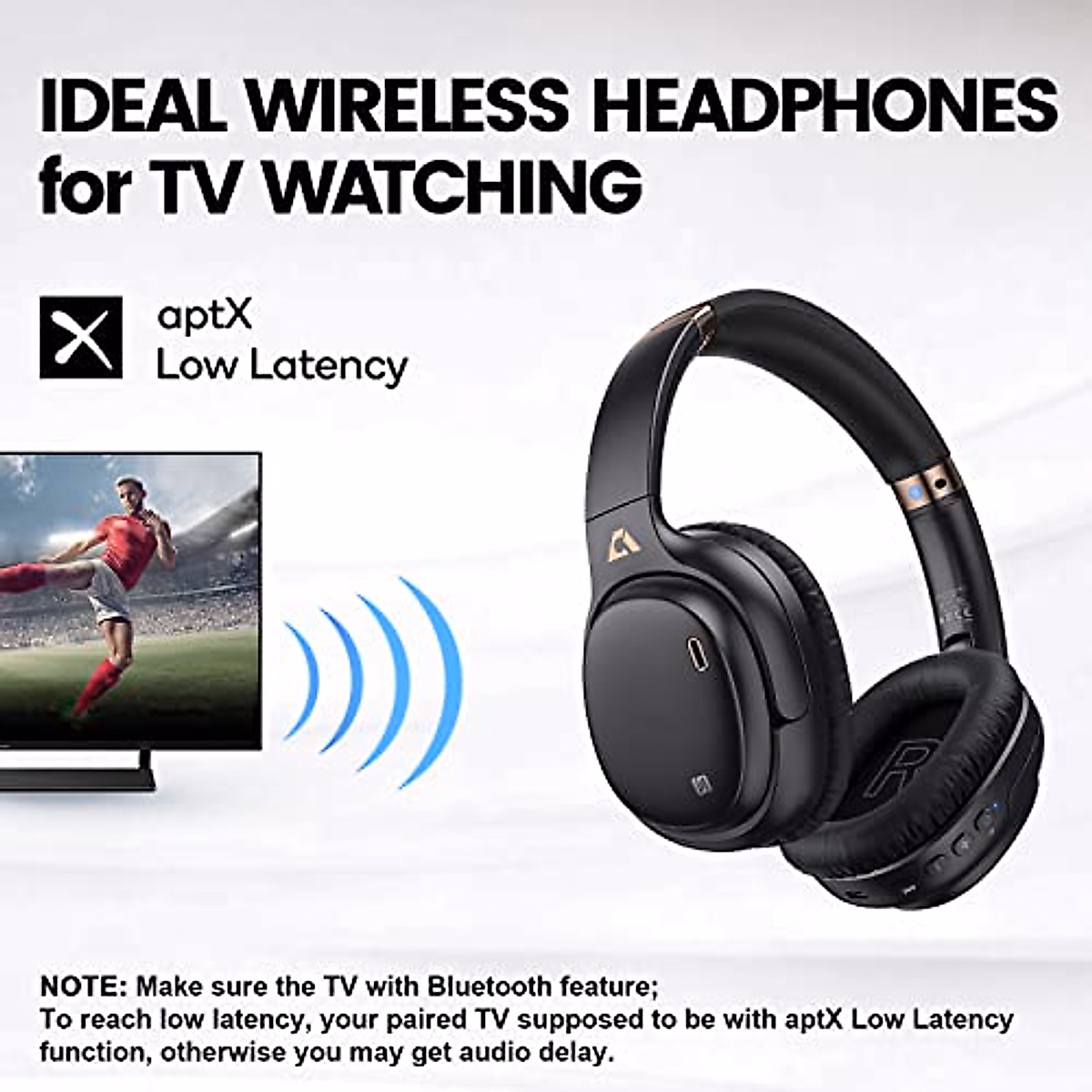 Ankbit E600Pro Hybrid Active Noise Cancelling Headphones with aptX HD & Low Latency, Over Ear Bluetooth Headphones Wireless Headphones with Build-in Microphone Hi-Fi Deep Bass, 80H Playtime