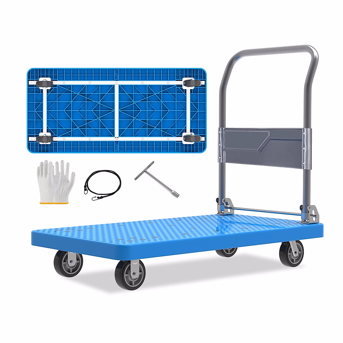 Heavy Duty Platform Truck, Industrial Panel Truck Cart 360 Degree Swivel Wheels, Flatbed Cart Add Reinforcing Steel Bar with 2200 lbs Capacity, 61X 27.5 inch