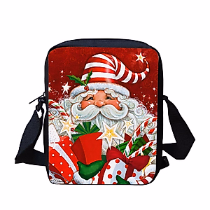 Bigcardesigns Christmas Messenger Bags for Adult Kids,Cute Santa Claus Printed Sling Crossbody Bag for Ladies Girls Outdoor Travel Purse Shoulder Handbag Satchel