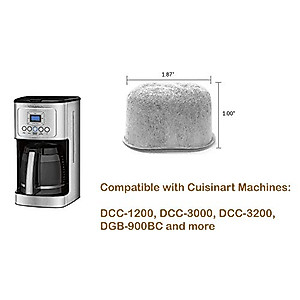 Cuisinart Compatible Activated Charcoal Water Filter Replacement - Universal Fit All Cuisinart and Braun Coffee Makers - Pure and Refresh Taste (12 Pack)