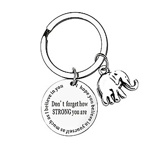 XLCTT Inspirational Gift Elephant Keychain Keyring Don't Forget How Strong You Are Keychain Birthday Graduation Christmas Gift (Don’t forget)
