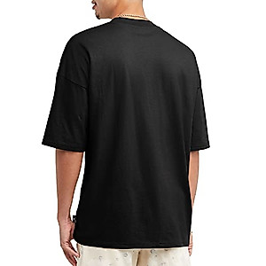 Champion, Relaxed Fit Men, Midweight T-Shirt, 100% Cotton, Black with Taglet, Large
