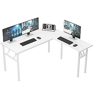 Need L Shaped Desk Computer Desk, Foldable L Desk Corner Desk L Shape Computer Desk Work Desk Home Office Workstation, White