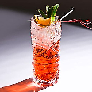 Cedilis 6 Pack 14oz Tiki Glasses Modern Bar Tiki Cup Tiki Mug, Perfect for Mai Tai, Exotic Zombie Cocktails, Tropical Island Drinks Tiki Bar Professional Hawaiian Party Barware