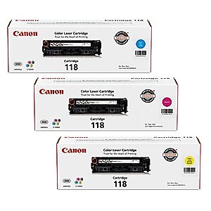 Canon 118 3/pk Laser Cartridge, Yellow (2659B001AA) Magenta (2660B001AA,2661B001AA Cartridge Model 118 Cyan