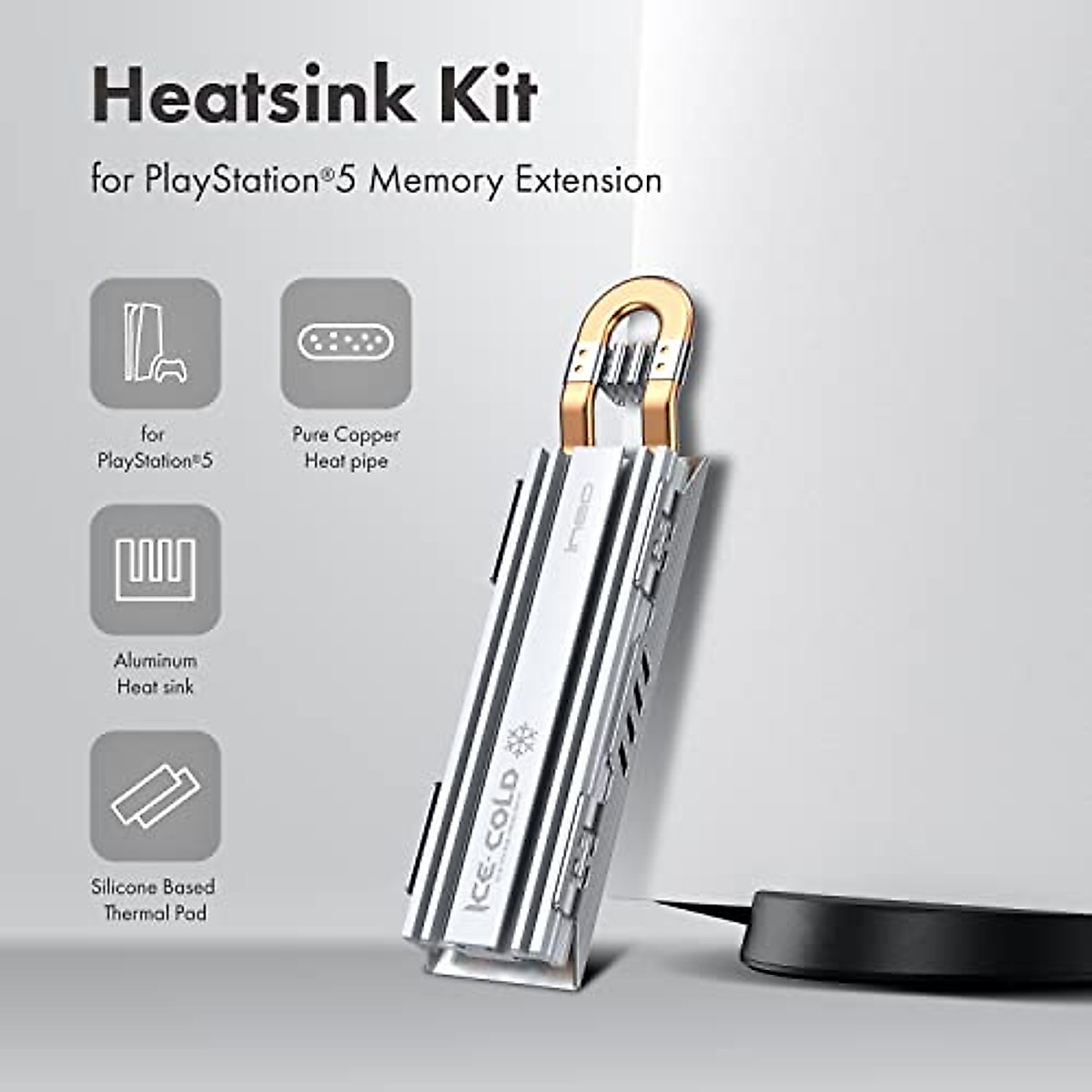 ineo PS5 Heatsink, M.2 NVME SSD Heatsink for PS5 Internal PCIe M.2 NVMe Gaming SSD, Magnesium Aluminum Alloy Designed with Large Heat Dissipation [M22]