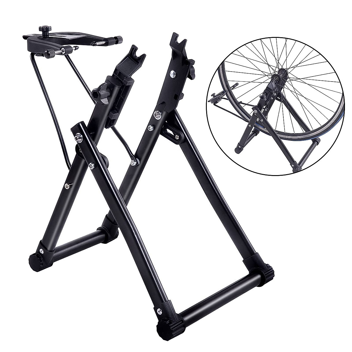 Cross Land Wheel Holder Bicycle Wheel Maintenance Wheel Truing Stand, Bike/Bicycle Tire Truing Stand, Foldable Home Mechanic Truing Stand Suitable for 16" - 29" 700C Wheels, Professional Bicycle Rim