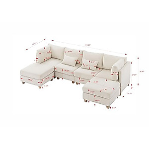 Eafurn Free Combination Reversible Modular Sectional Couch with Movable Ottoman Sets, Modern Corduroy Upholstered Convertible Sleeper Sofa Bed, Deep Seat Leisure Lounge Sofabed for Living Room Office