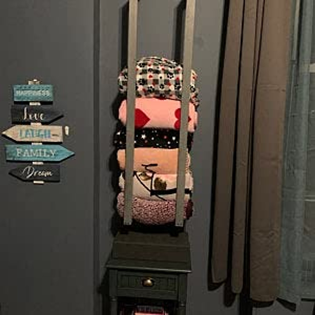 Blanket rack | blanket storage | Shelf/Towel storage | farmhouse rustic decor | Blanket Ladder (48, Weathered Grey)