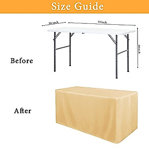 Obstal 2 Pack Table Clothes for 6 Foot Rectangle Tables - Water Resistant Washable Fabric Polyester Rectangle Table Cover for Outdoor/Indoor Uses, Champagne, 72L x 30W x 30H Inches