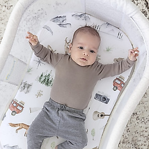 Pobibaby - 2 Pack Premium Bassinet Sheets for Standard Bassinets - Ultra-Soft Cotton Blend, Stylish Woodland Pattern, Safe and Snug for Baby (Explore)