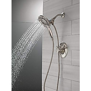 Delta Faucet Linden 17 Series Dual-Function Shower Faucet, Shower Trim Kit with 4-Spray In2ition 2-in-1 Dual Hand Held Shower Head with Hose, Stainless T17293-SS-I (Valve Not Included)