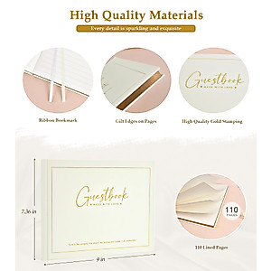 Jowaia Wedding Guest Book - Guest Book for Wedding Reception, Baby Shower, Birthday, Anniversary and Special Day - Registry Guestbook for Guests to Sign in and Add Photos with 110 Lined Pages (Cream)