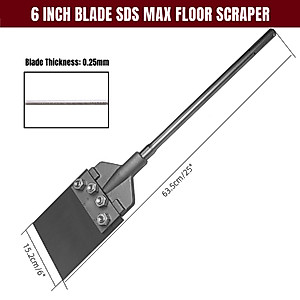 Nisorpa 25 Inch SDS Max Floor Scraper Heavy Duty Blade Scraper Tile Removal Chisel Bit with 2 Foot Long Handle Flooring Removal Tool for Tile Grout Adhesive Wallpaper Wood Linoleum Flooring (6" X 25")