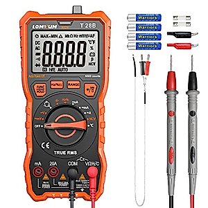 LOMVUM Digital Multimeter, 6000 Counts Auto-Ranging Voltage Tester Meter with Ohm Volt Amp Capacitance Temperature Frequency Diode Backlit LCD and Flashlight