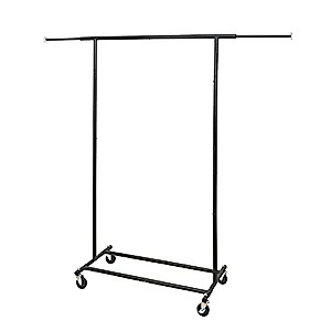 Fishat Freestanding Heavy Duty Metal Clothing Garment Rack Hanging Clothes on Lockable Wheels Mobile for Coats Dresses, Dorm Bedroom Home Balcony, Rolling Organizer Simple Standard Rod Portable, Black