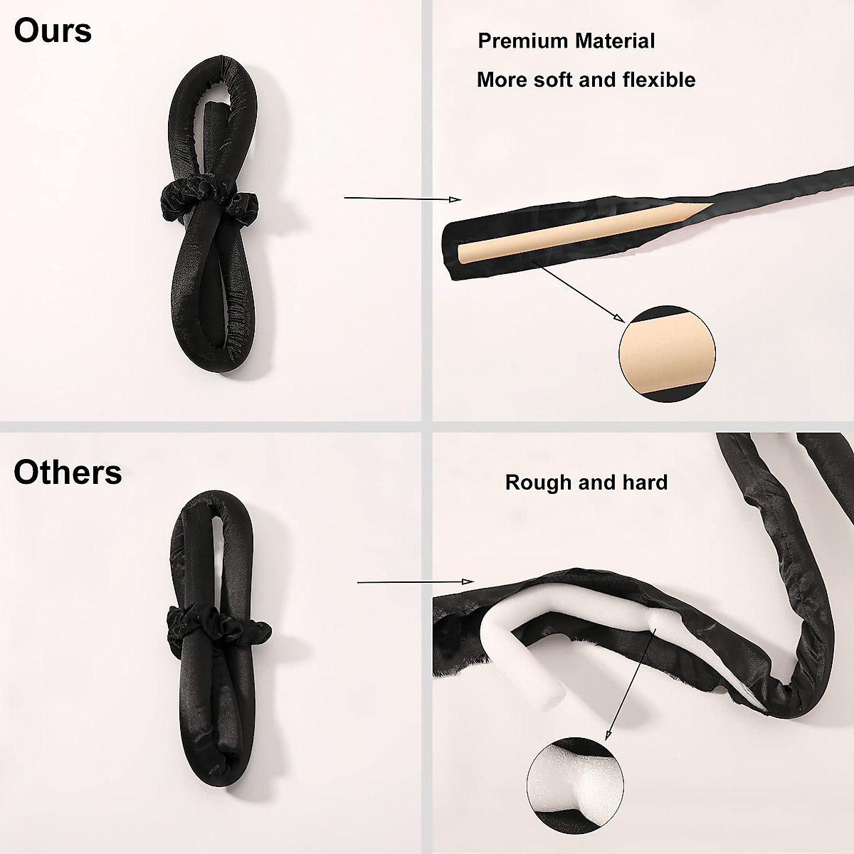 Heatless Curler Curling Rod Headband Overnight Curls Waves Satin Jumbo Large Big No Heat Hair Roller for Women