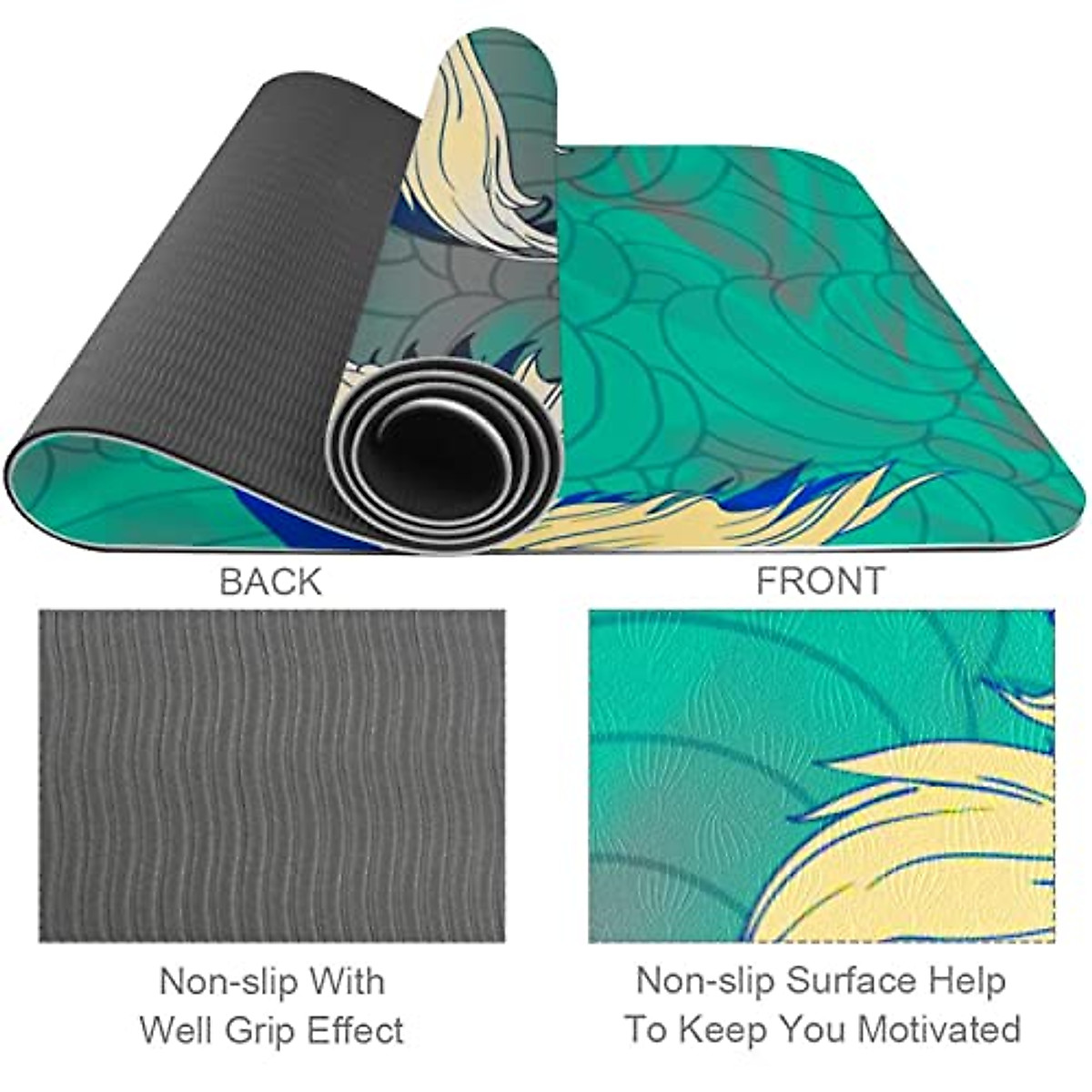 Yoga Mat, Yoga Mats for Home Workout, Workout Mat, Exercise Mats, Pilates Mat, Fish Carp Colorful