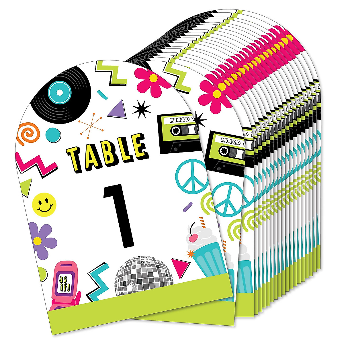 Big Dot of Happiness Through the Decades - 50s, 60s, 70s, 80s, and 90s Party Double-Sided 5 x 7 inches Cards - Table Numbers - 1-20