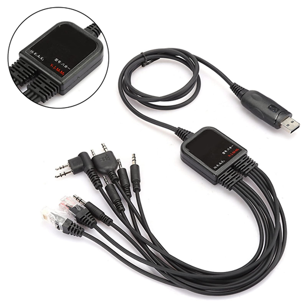 8 in 1 Multifunctional USB Programming Cable Compatible for Kenwood/QuanSheng/HYT/Motorola Walkie Talkie