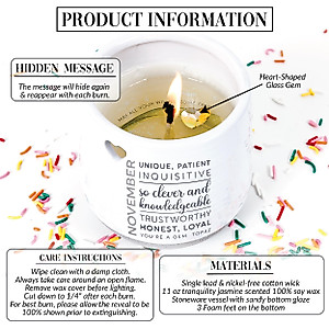 Pavilion GIft Company - November 11 oz Wax Reveal Candle, Natural Soy Wax Birthstone Candle, Jasmine Scented, Gemstone Candle with Crystal Inside, Birthday Gifts for Women, 1 Count