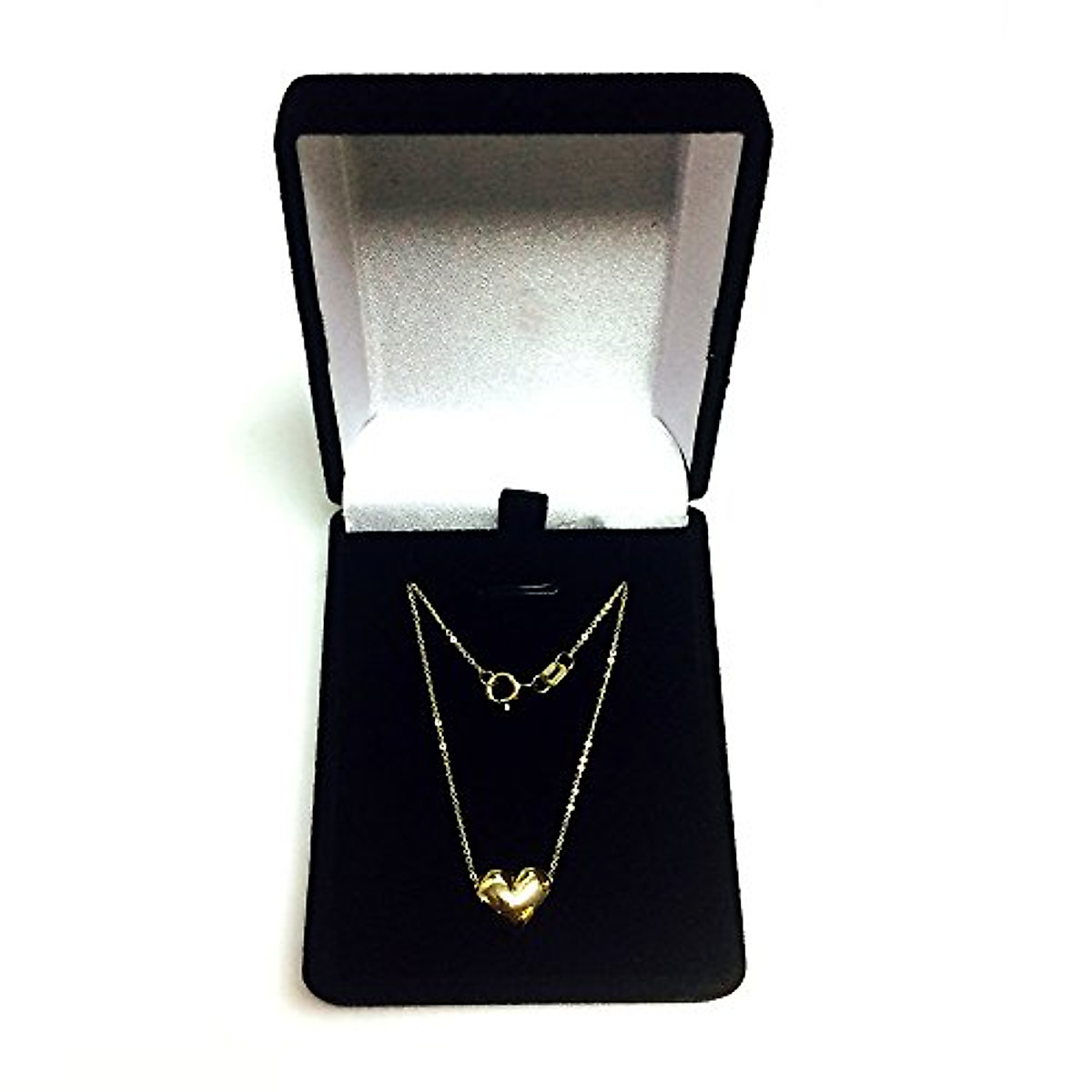 Jewelry Affairs 10K Real Gold Puffed Heart Pendant Necklace, 18" (Yellow Gold, 10K)