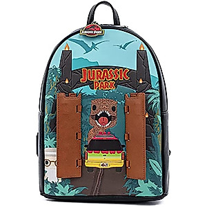 Loungefly POP Jurassic Park Gates Womens Double Strap Shoulder Bag Purse,One Size, Multi