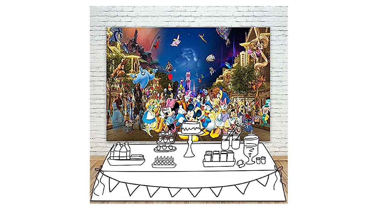 YouRan Pink Disneyland Backdrop 7x5ft for Kids Birthday Party