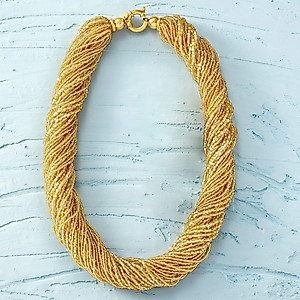 Ross-Simons Italian Golden Murano Glass Bead Torsade Necklace With 18kt Gold Over Sterling. 20 inches